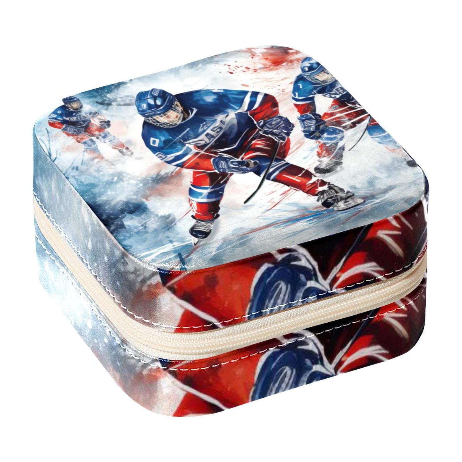 Ice Hockey Square Portable Jewelry Box Organizer for Rings, Earrings ...