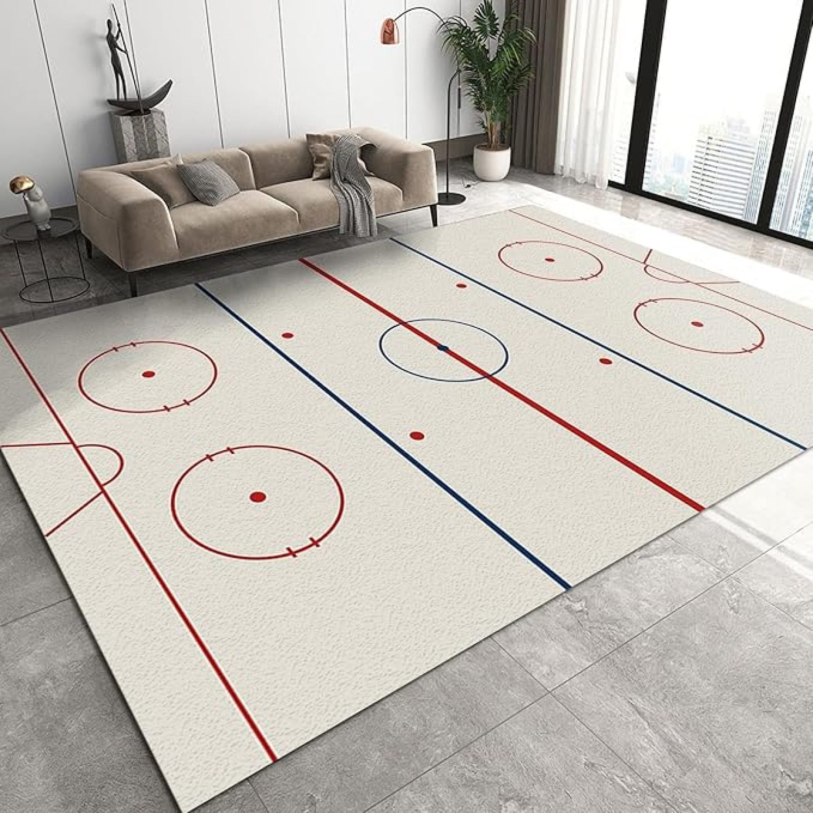 Ice Hockey Stadium Area Rugs, Simple Ice Hockey Rink Outline Cartoon ...