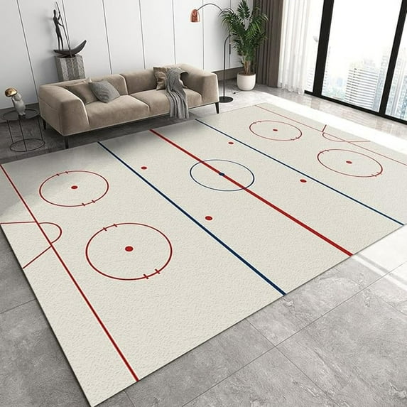 Ice Hockey Stadium Area Rugs, Simple Ice Hockey Rink Outline Cartoon ...