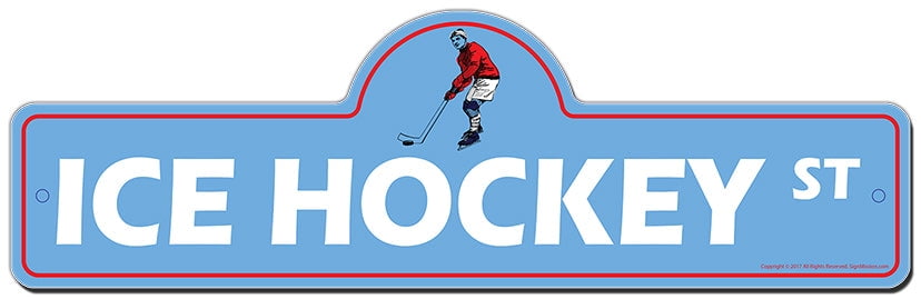 Ice Hockey Street Sign | Indoor/Outdoor | Funny Home Decor for Garages ...