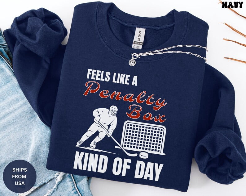 Ice Hockey Sweatshirt, Penalty Box Hockey Crewneck for Ice Hockey Fans ...