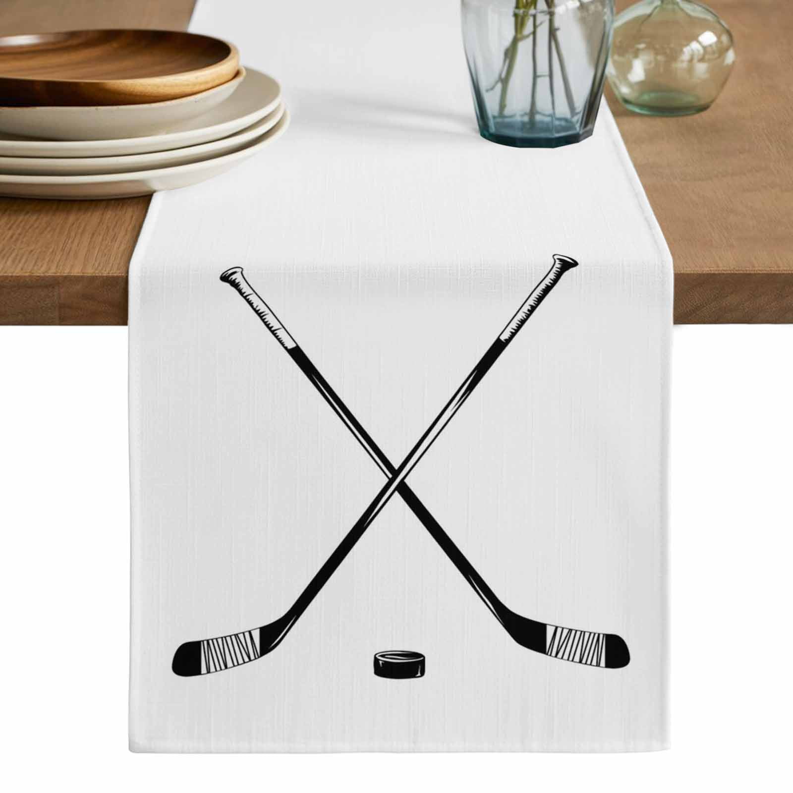 Ice Hockey Table Runner, Modern Minimalist Ball Sports Game Art ...