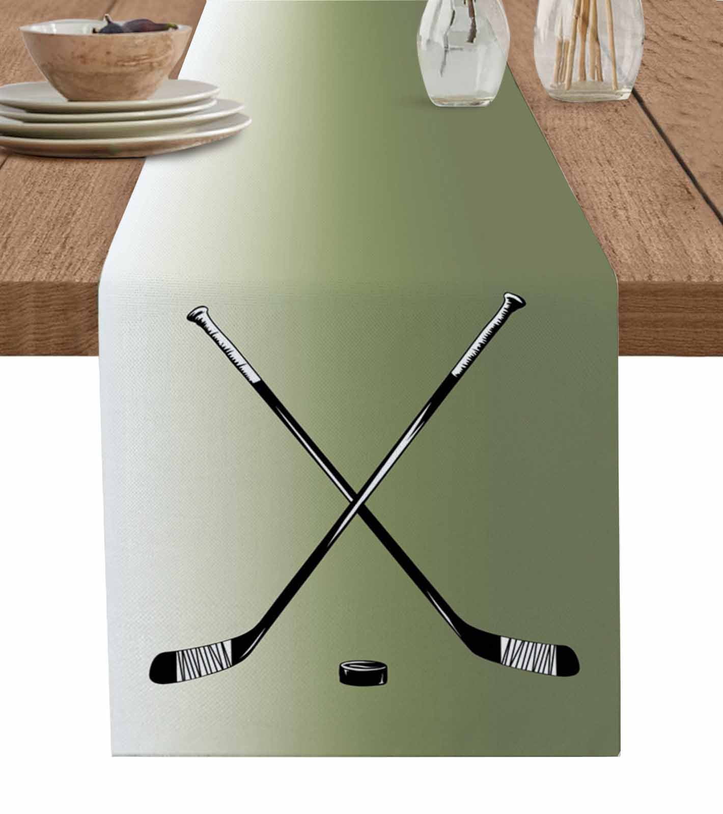 Ice Hockey Table Runners 120 Inches Long, Cotton Linen Fabric Table ...
