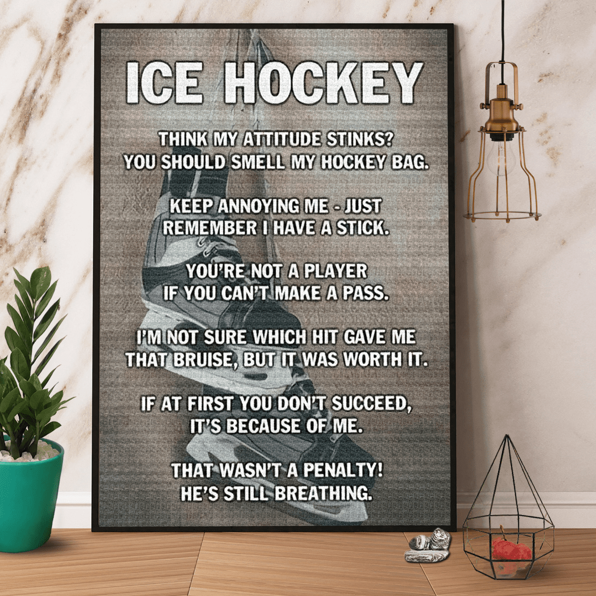 Ice Hockey Think My Attitude Stinks Paper Poster No Frame Matte Wall ...