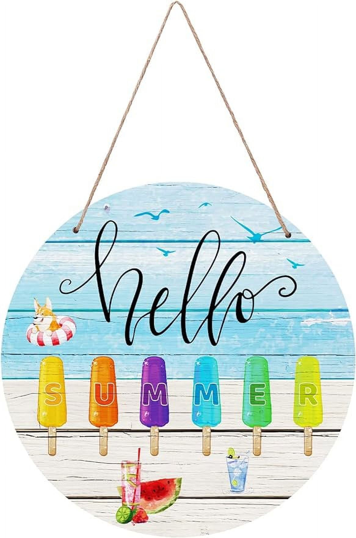 Ice Lollies Pattern Flat Round Wooden Wall Hanging Plaque Decorations ...