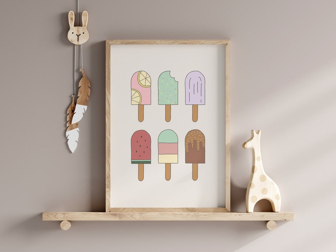 Ice Lolly Print / Popsicle Print, Ice Lolly Wall Art, Girls Nursery ...