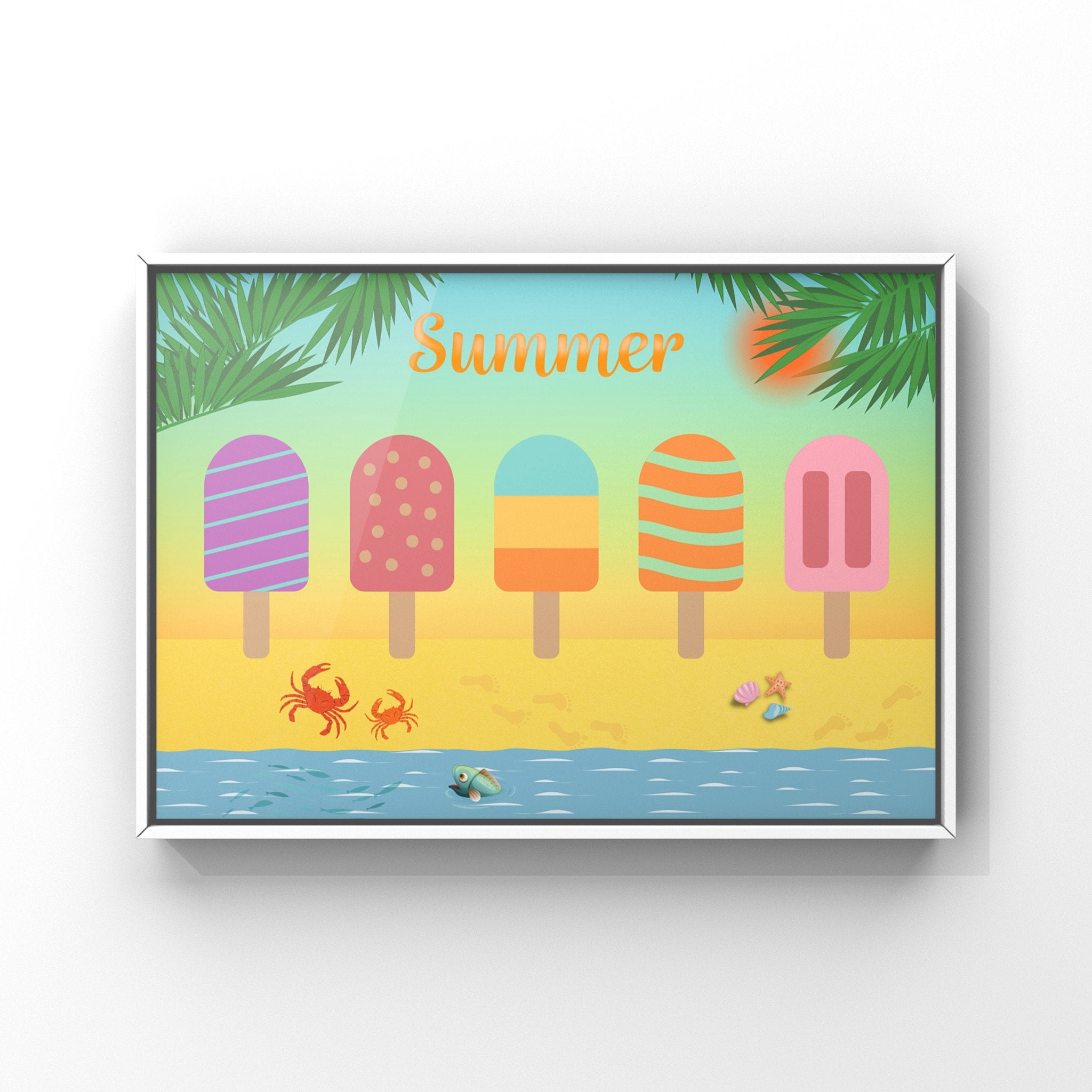 Ice Lolly Summer Wall Art Printable, Ice Lolly Summer Poster, Pastel ...