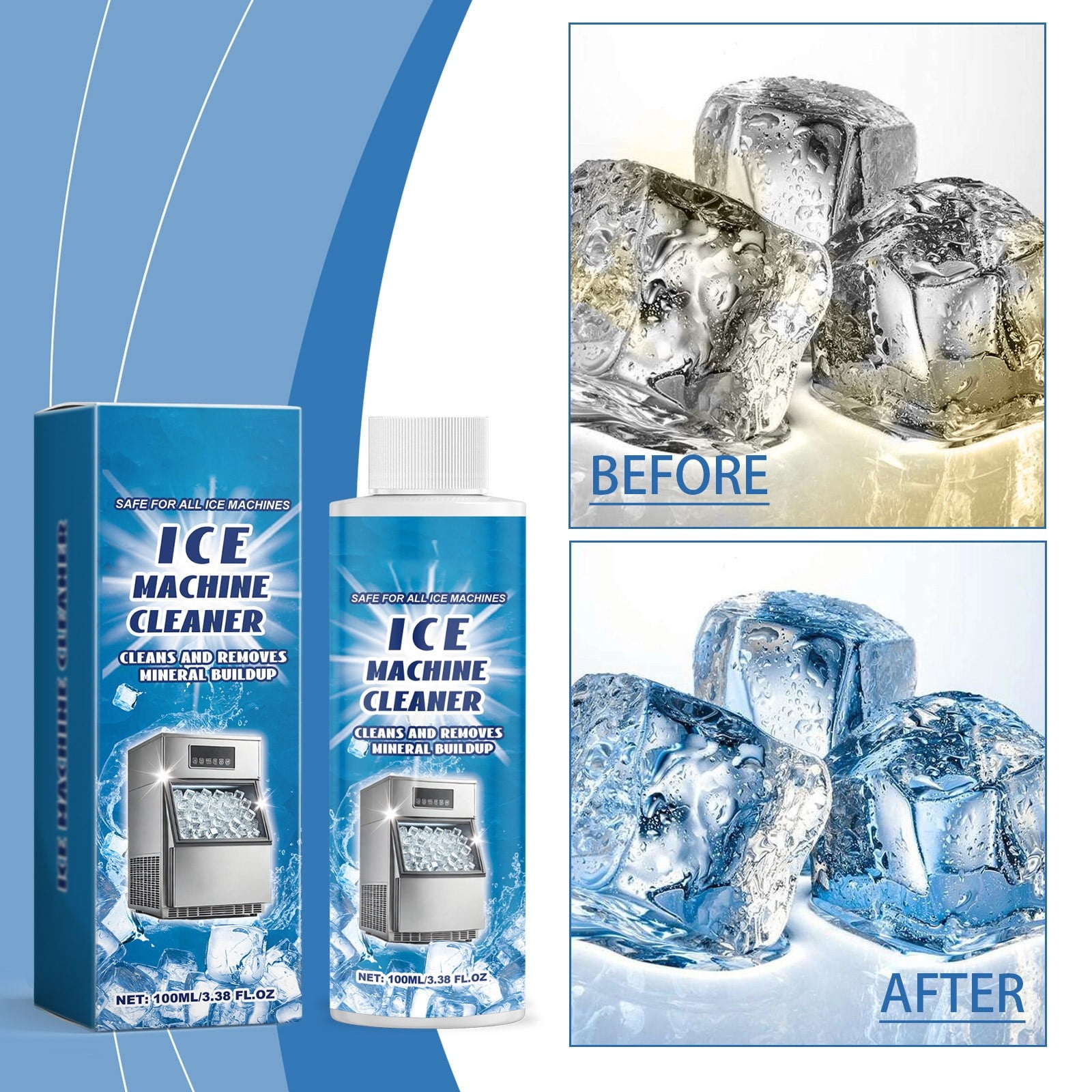 Ice Machine Cleaner and Descaler 100ml, Cleansing Kit Includes Sponge ...