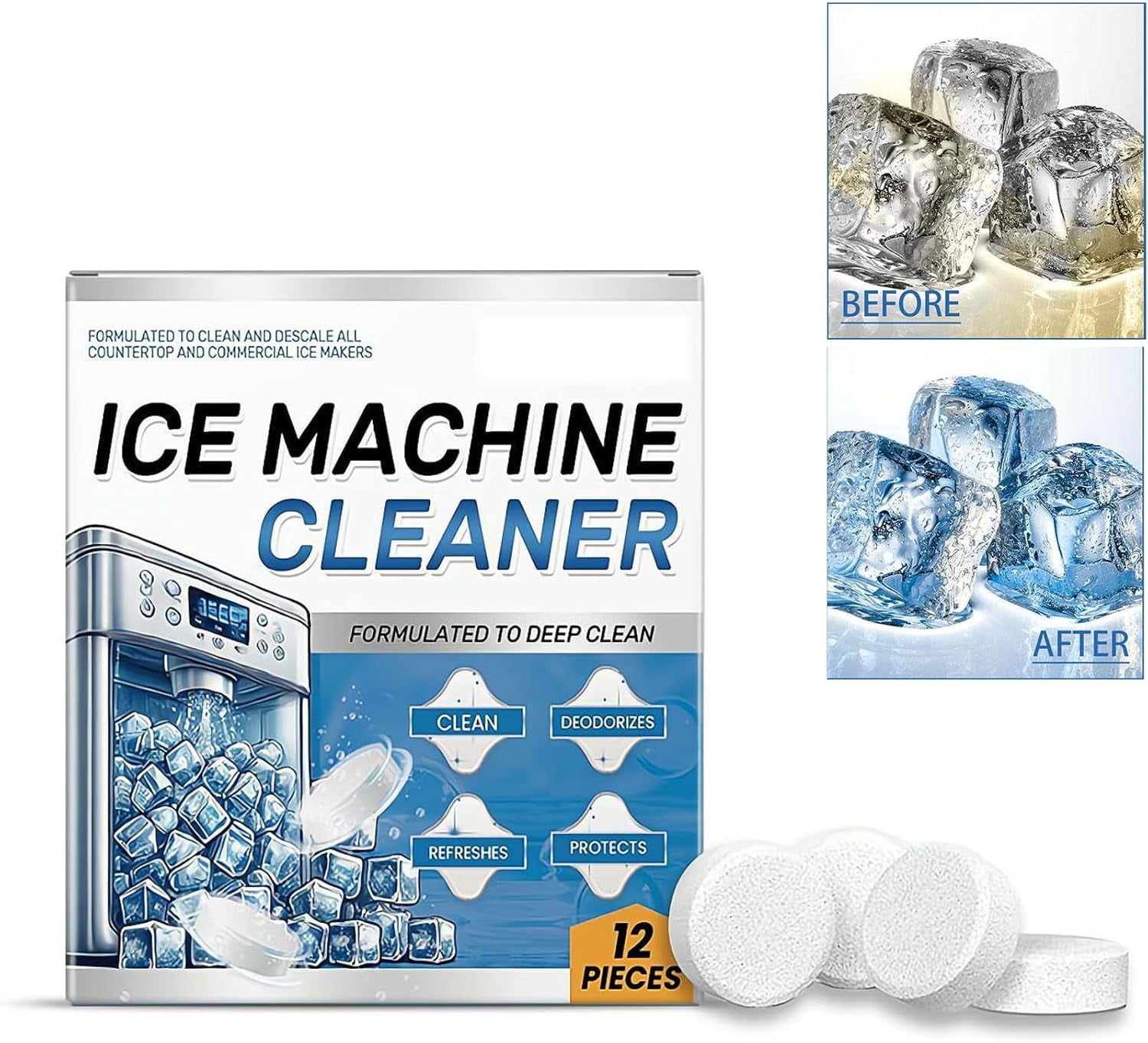 Ice Machine Cleaner Maker Descaler - 12 Clean Tablets for Frigidair e ...