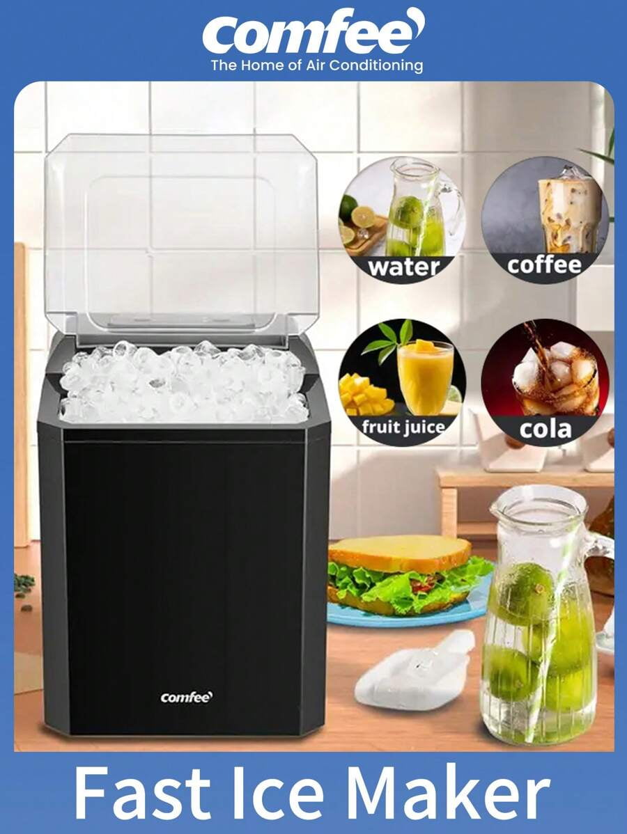 Ice Maker 26lbs/24H|6-8 Mins 9 Cubes|Self-Cleaning|Portable Mini Fridge ...