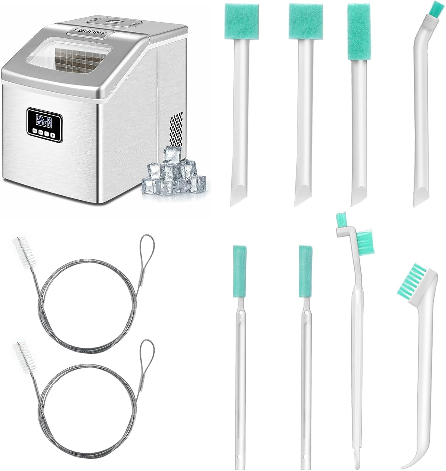 Ice Maker Cleaner Set- 8pcs Crevice Cleaning Brushes & 2pcs Drain Pipe ...