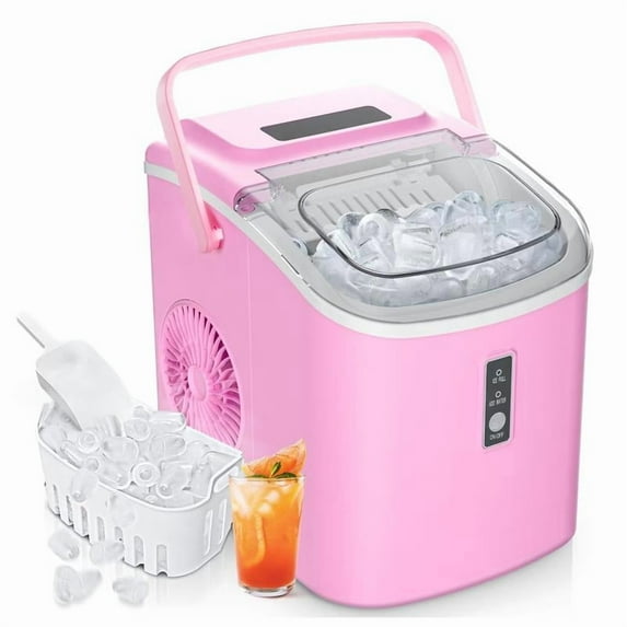 Ice Maker Countertop with Handle, 26lbs in 24Hrs, 9 Ice Cubes Ready in ...