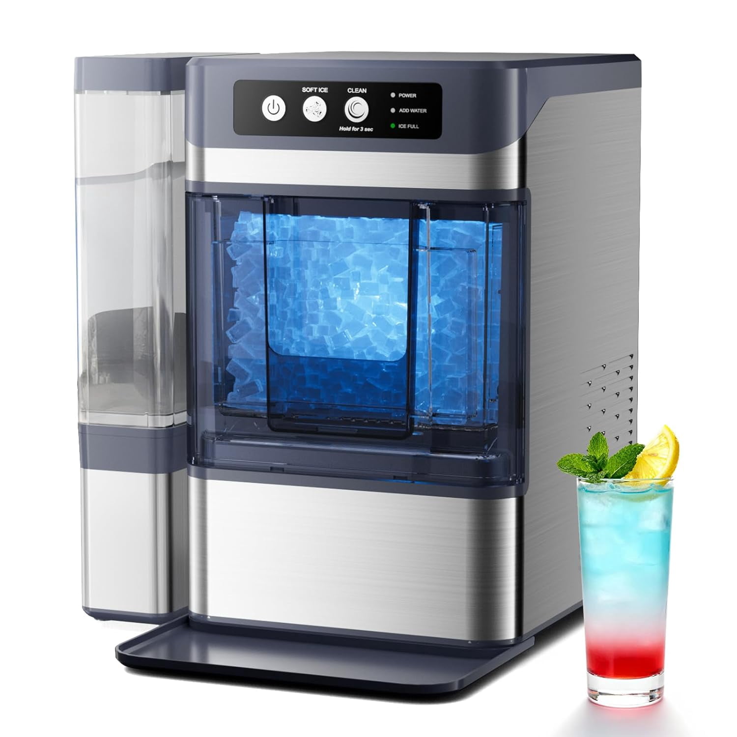 Ice Maker Countertop Nugget 44 Lbs/24h Chewable Crunchable Ice Maker ...