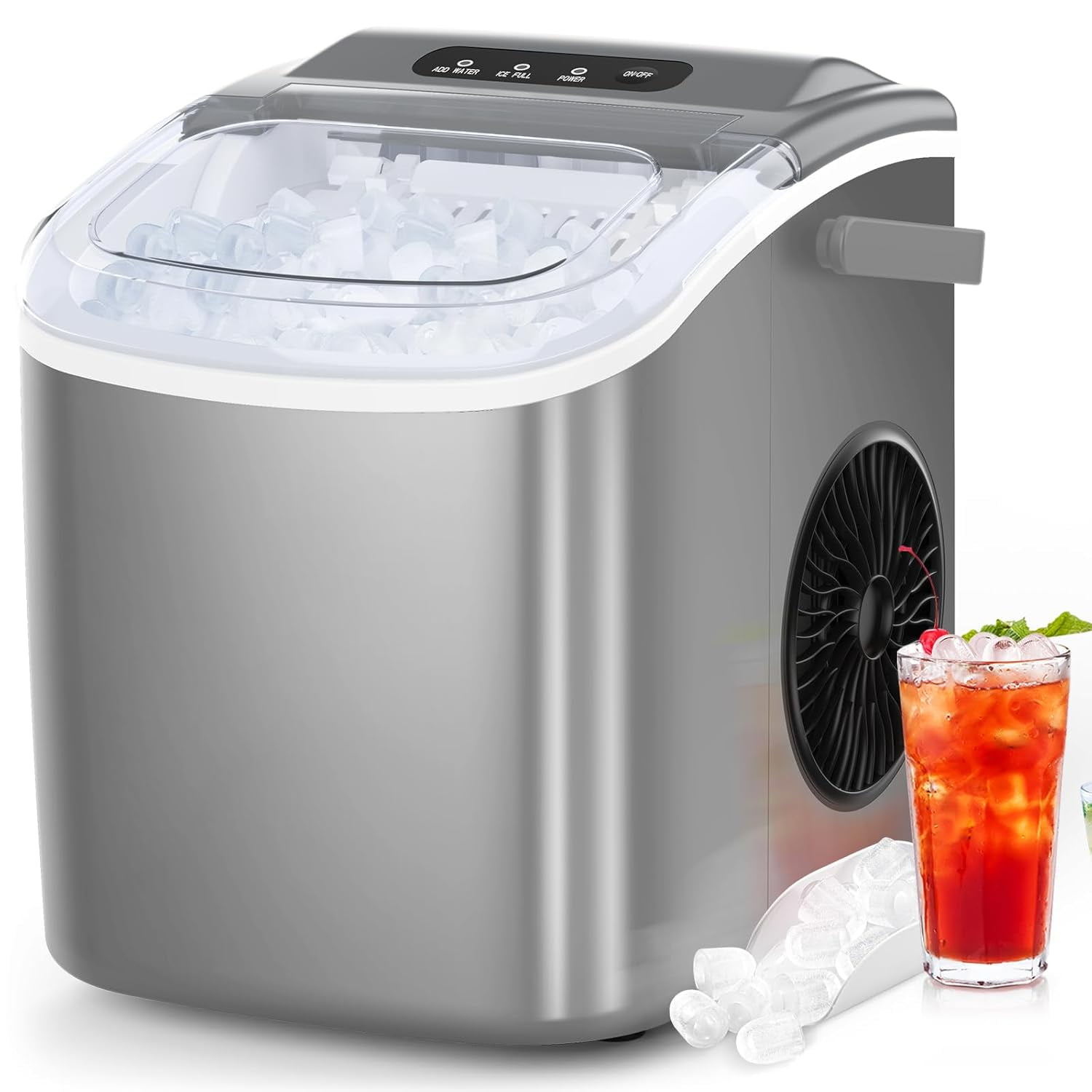 Ice Maker Countertop, Portable Ice Machine with Self-Cleaning, 26.5lbs ...