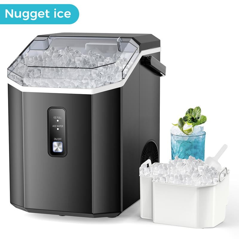 Ice Maker Countertop, Soft Chewable Nugget Ice Cubes Machine, One-Button Quick Ice Making 34Lbs ...