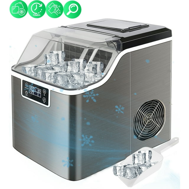 Seizeen Small Countertop Ice Maker - Large 44LBS/24H Production, 3 Cube ...