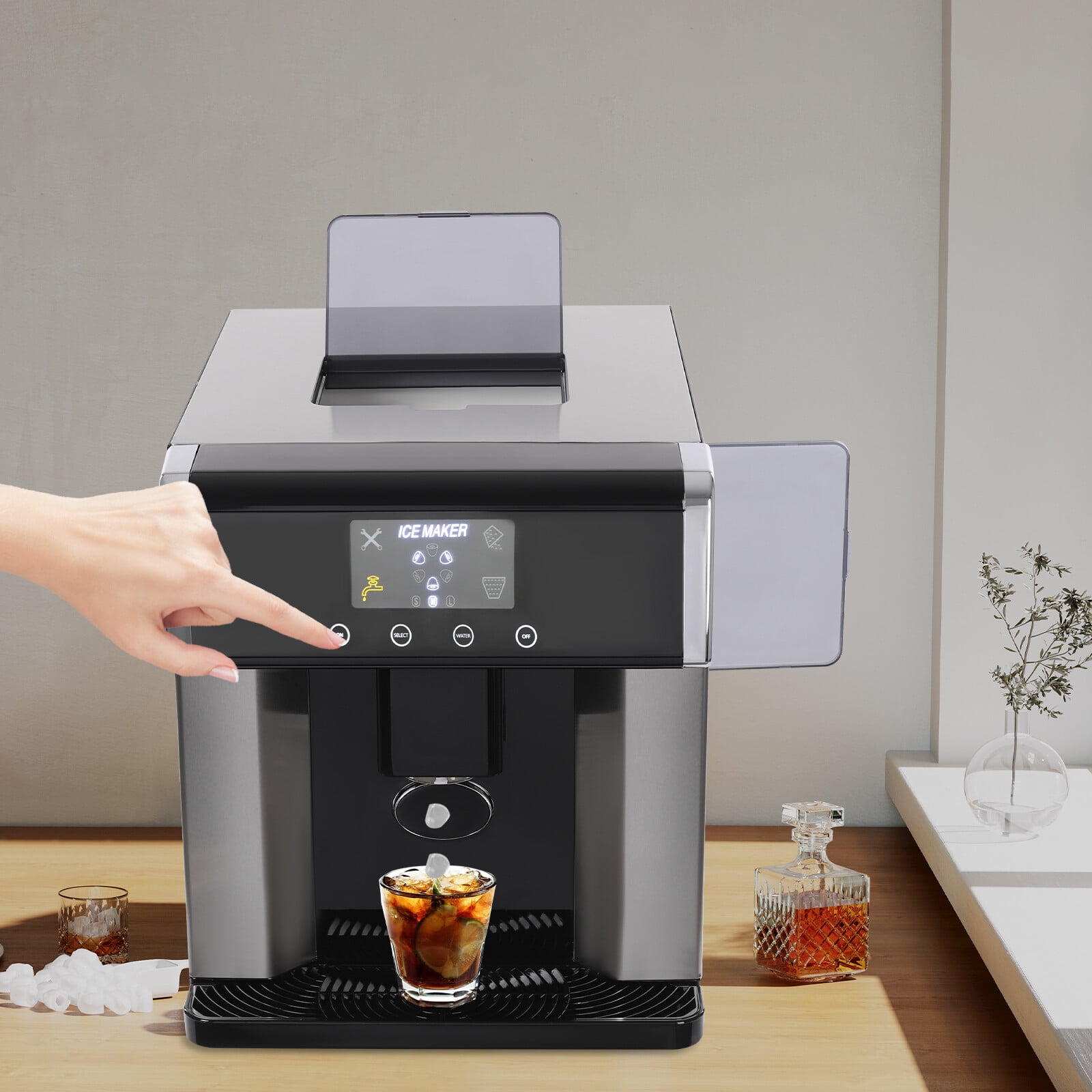 Ice Maker, Ice Cube Maker, 2-in-1 Ice Machine and Water Dispenser, ZB ...