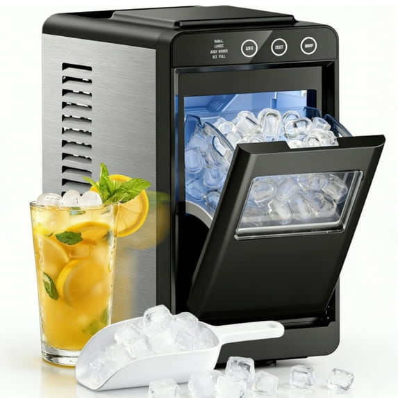 Ice Makers Countertop,26Lbs/24H,8Pcs in 6Mins,Portable Ice Maker ...