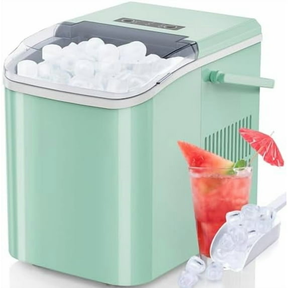 Ice Makers Countertop with Handle Ice Machine, in 6 Mins, 26lbs in 24 ...