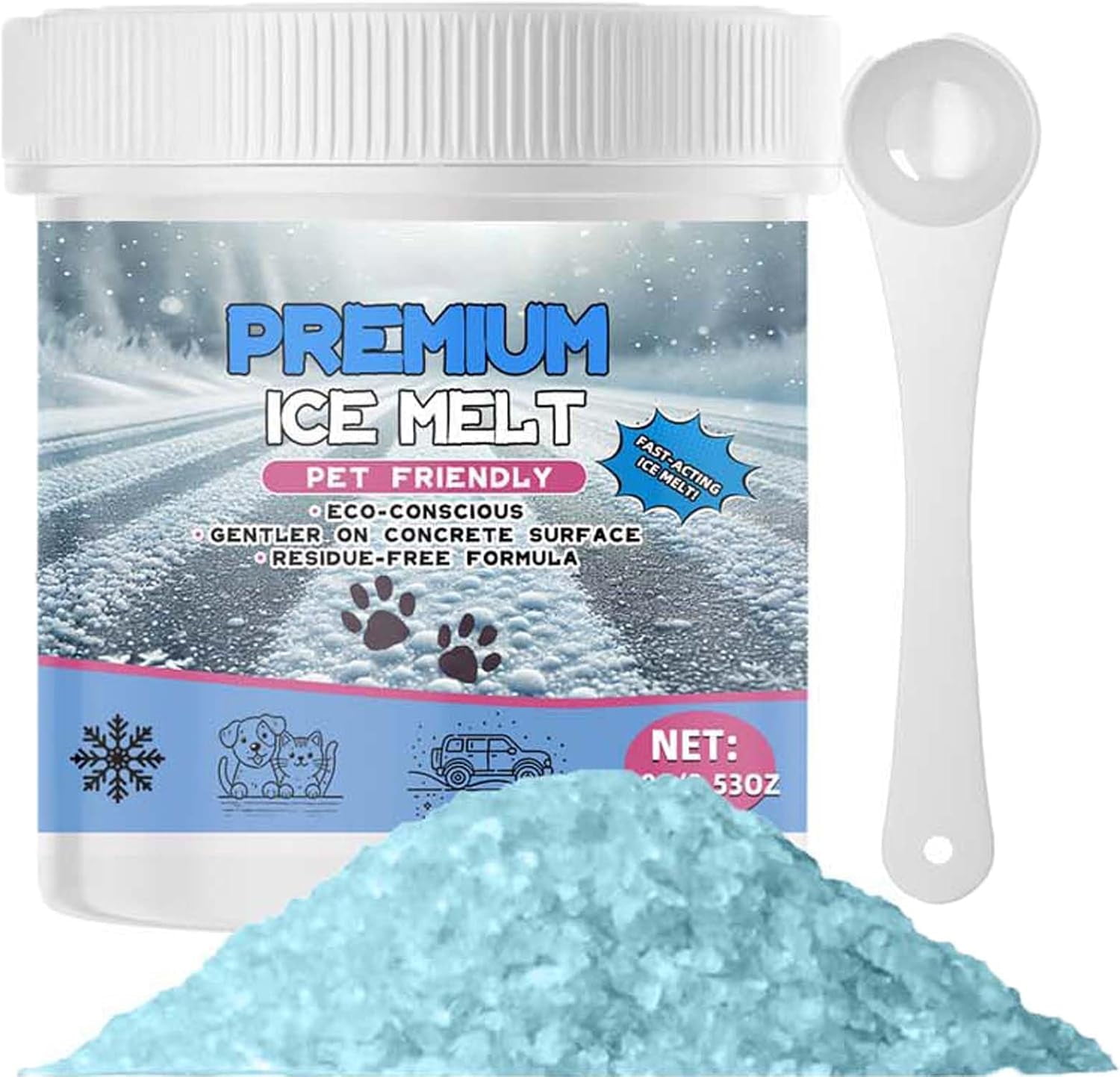 Ice Melt Safe for Concrete & Pets, Pet Friendly Salt for Ice and Snow ...