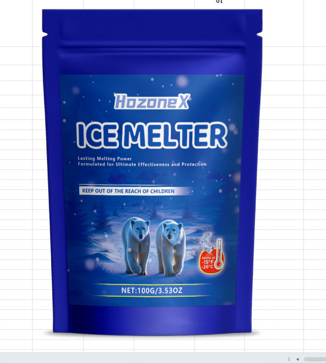Ice Melt Safer for Concrete,100g/3.53oz Bag,Snow Salt Ice Melt,Salt for ...