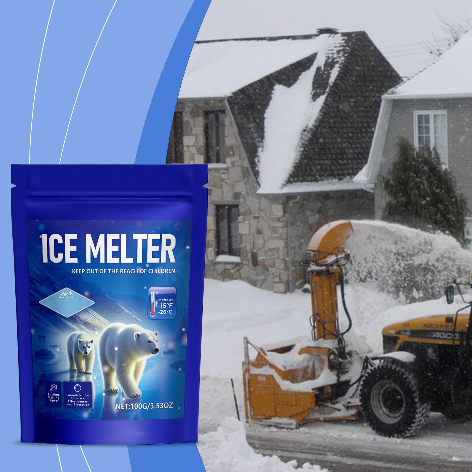 Ice Melt Safer for Concrete, 100g/3.53 oz Bag, Snow Salt Ice Melt, Salt ...