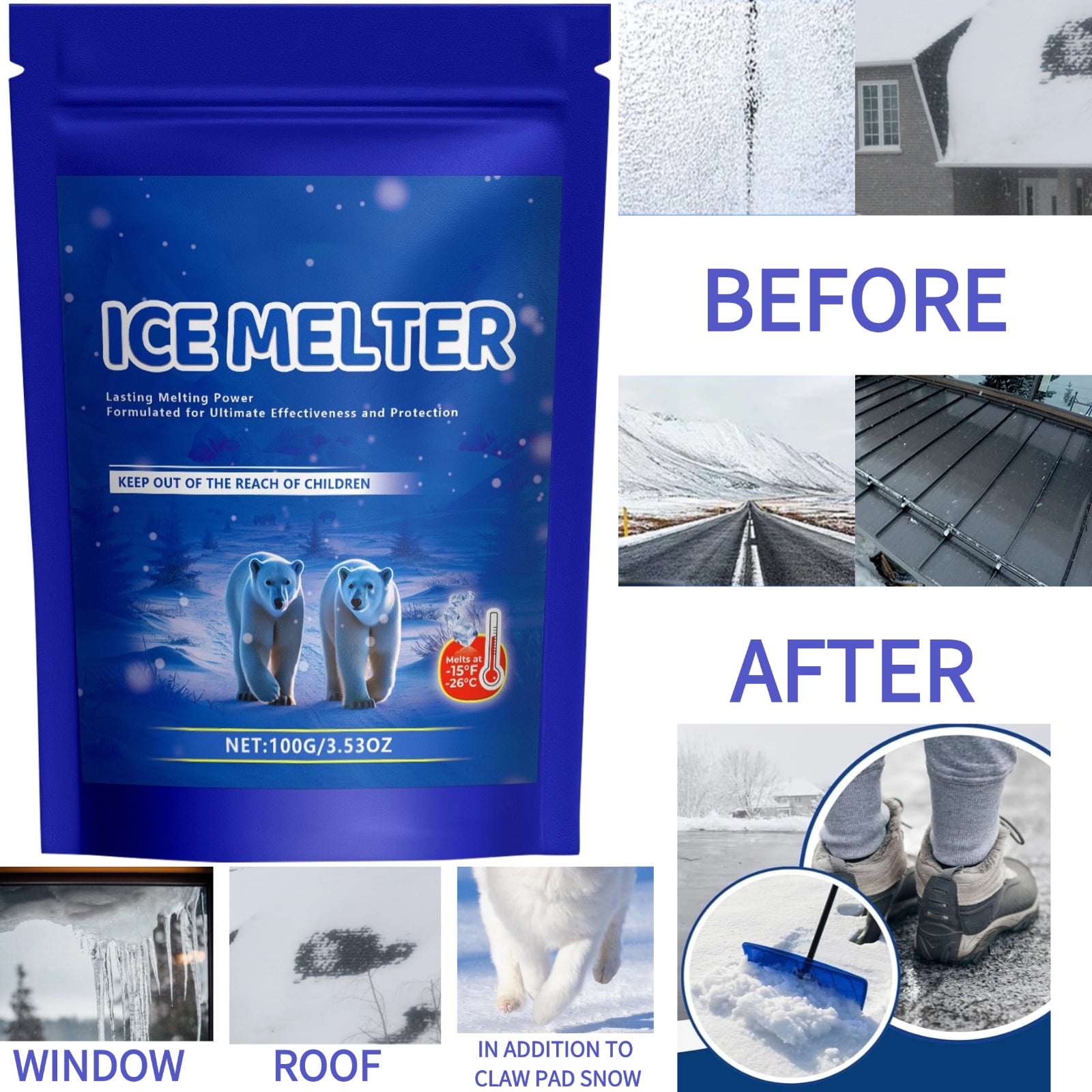 Ice Melt Salt – Pet-Safe & Concrete-Friendly Ice Melter, Quickly ...