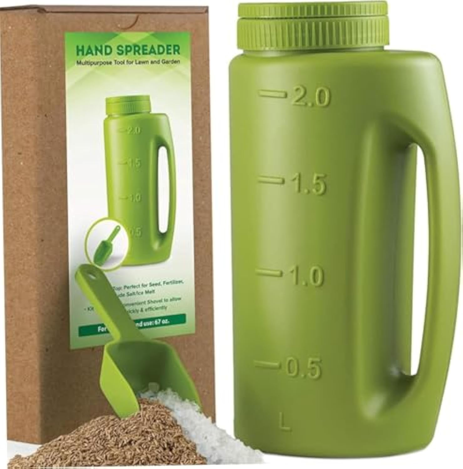 Ice Melt Spreader, 2L Fertilizer Spreader with 7 Adjustable Opening ...