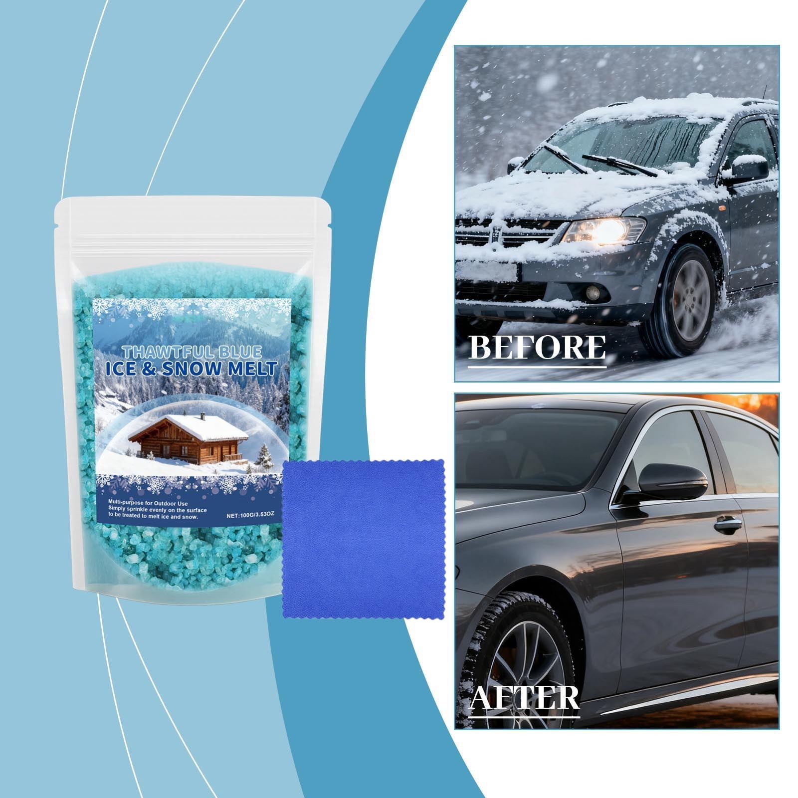 Ice Melt and Snow Salt 35oz,Blue Snow Melt,Snow Melter for Concrete ...