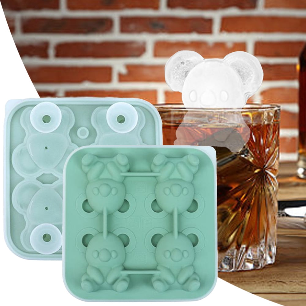Ice Molds Silicone 4-Grid Bear-Shaped Silicone Trays for Ice Round ...