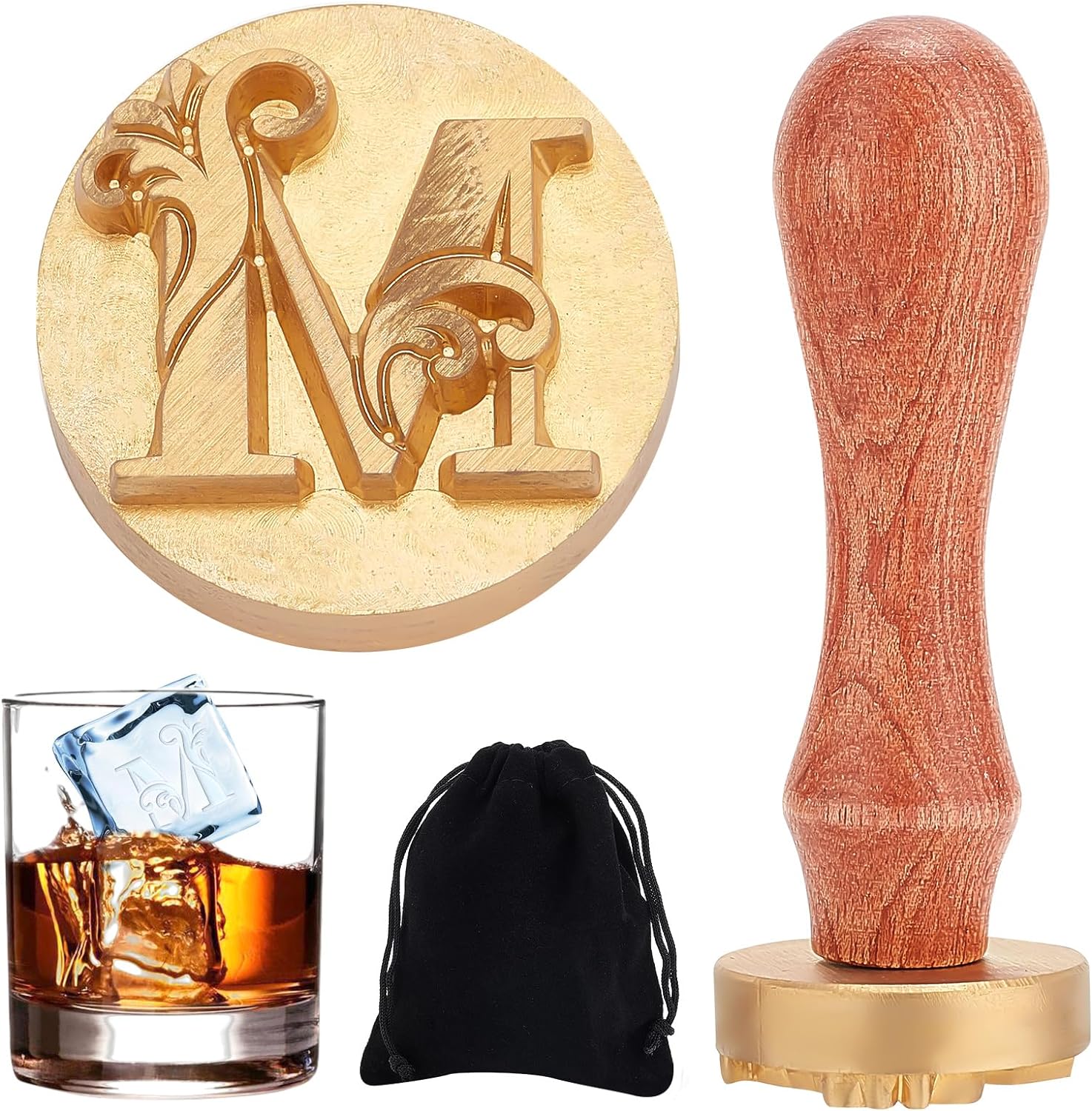 Ice Mould Initial M Ice Cube Stamp Ice Branding Stamp with Removable ...