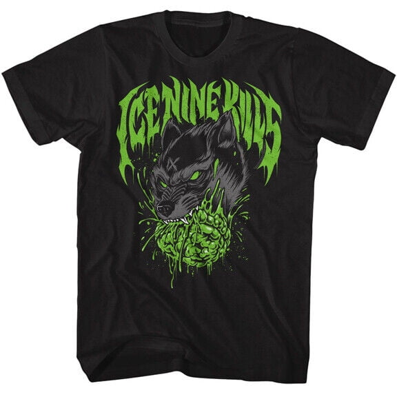 Ice Nine Kills Biohazard Neon Green Brain Wolf Men's T Shirt Metal Rock ...