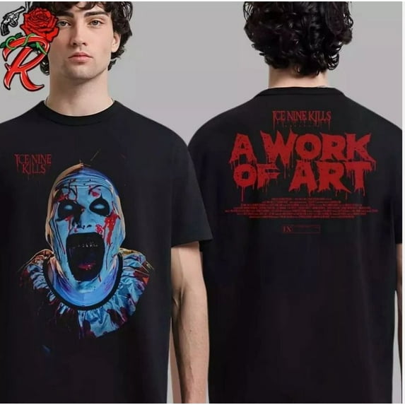 Ice Nine Kills x Terrifier 3 A Work Of Art Art the Clown Face T-Shirt ...
