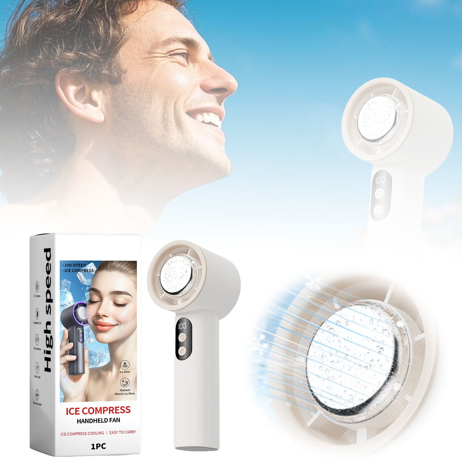 Ice Pack Handheld Fan, Semiconductor Fan Portable Handheld Mini Desk ...
