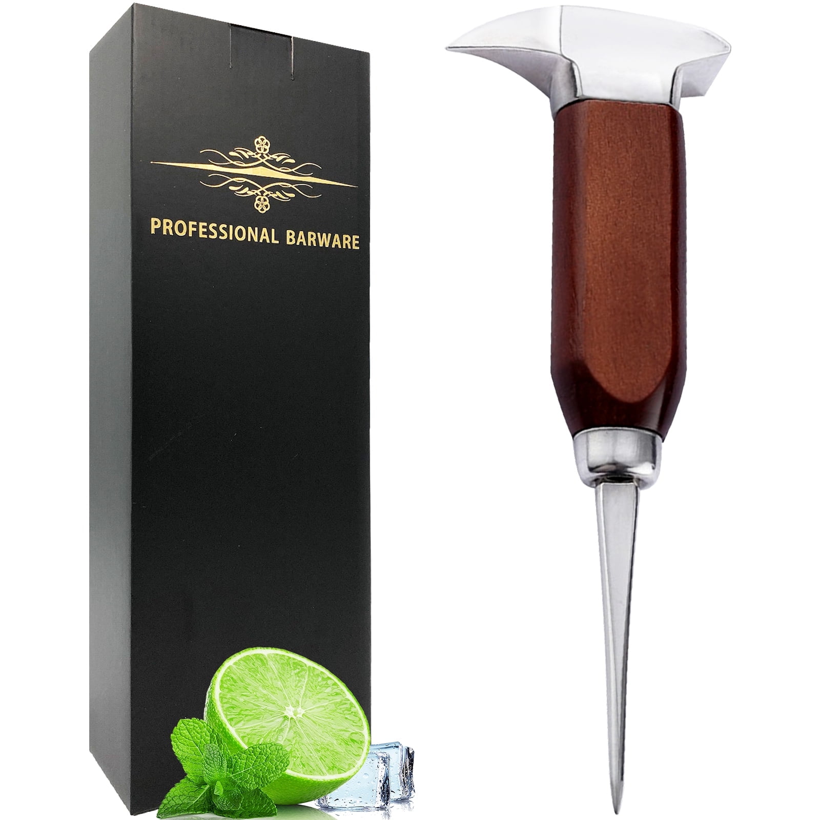 Ice Pick - 17cm / 7" Stainless Steel Ice Chipper with Wood Handle ...