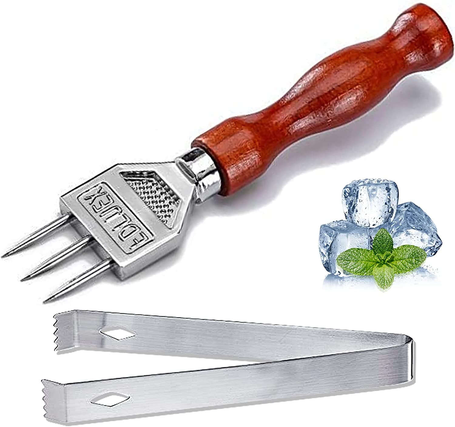 Ice Pick - 7.2 Inch Stainless Steel Ice Crusher with Wooden Handle Ice ...
