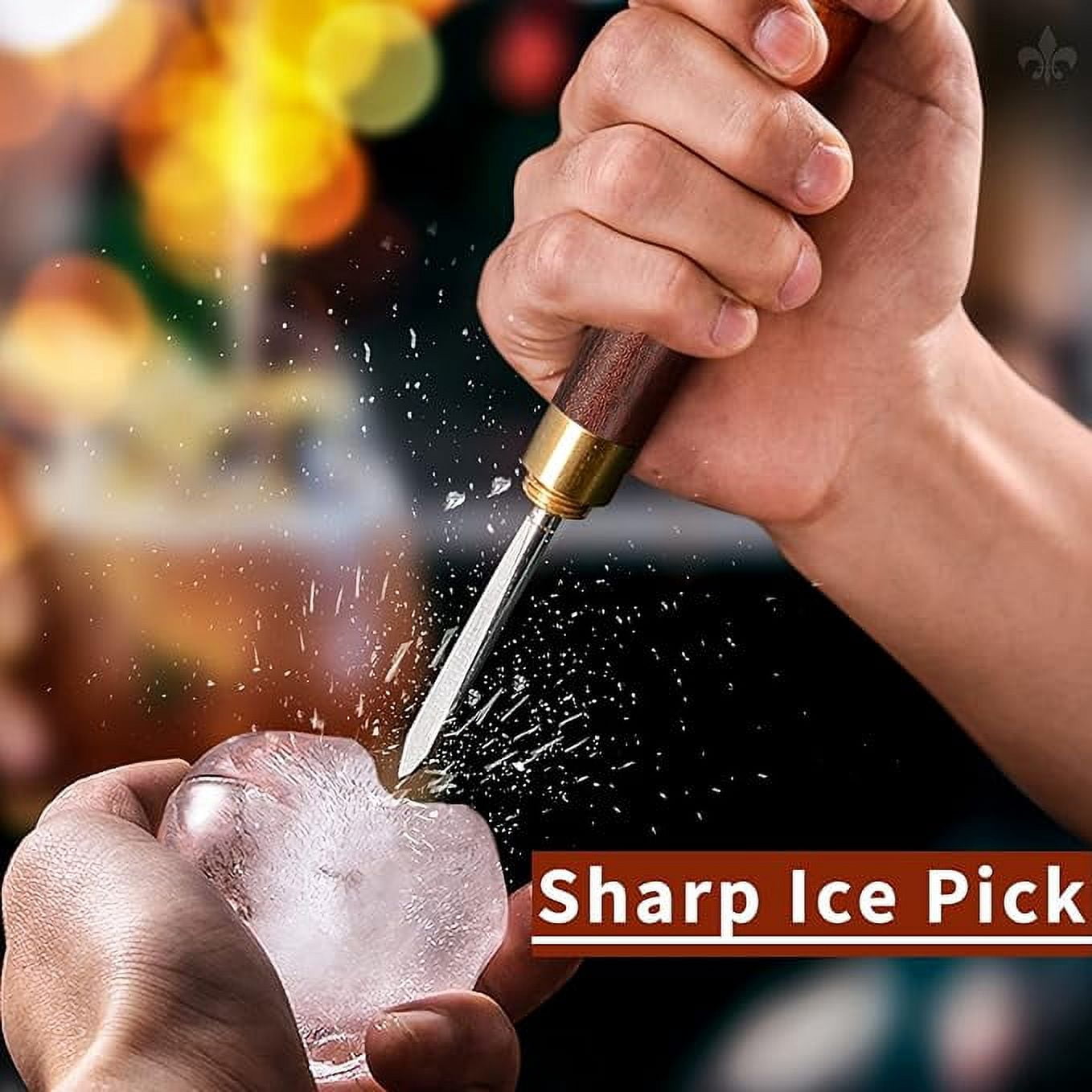Ice Pick, Ice Crusher Set of 2 with Wood Handle, Stainless Steel ...