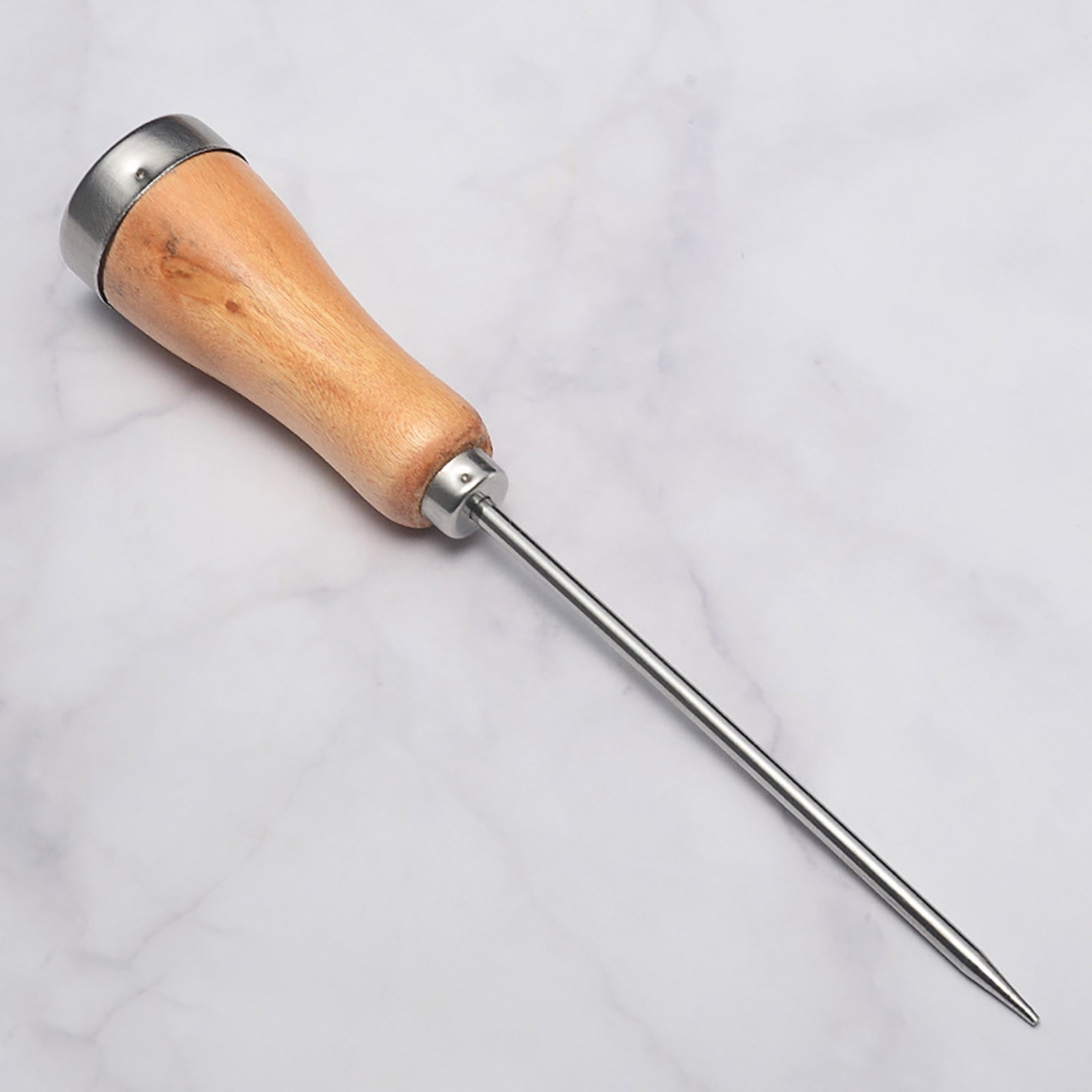 Ice Pick with Wooden Handle, Single Fork Ice Pick Tool, Premium Silver ...