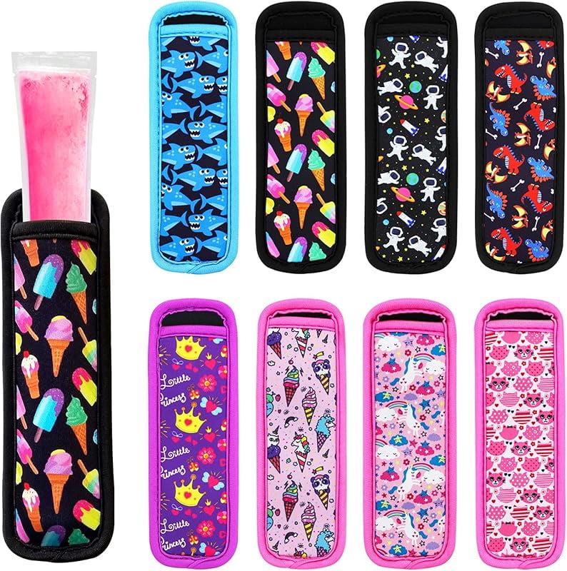 Ice Pop Sleeves, 8 Pieces Ice Pop Neoprene Insulator Sleeves, Freezer ...