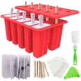Silicone Popsicle Mold Set, 10-Cavity Ice Pop Maker with Reusable ...