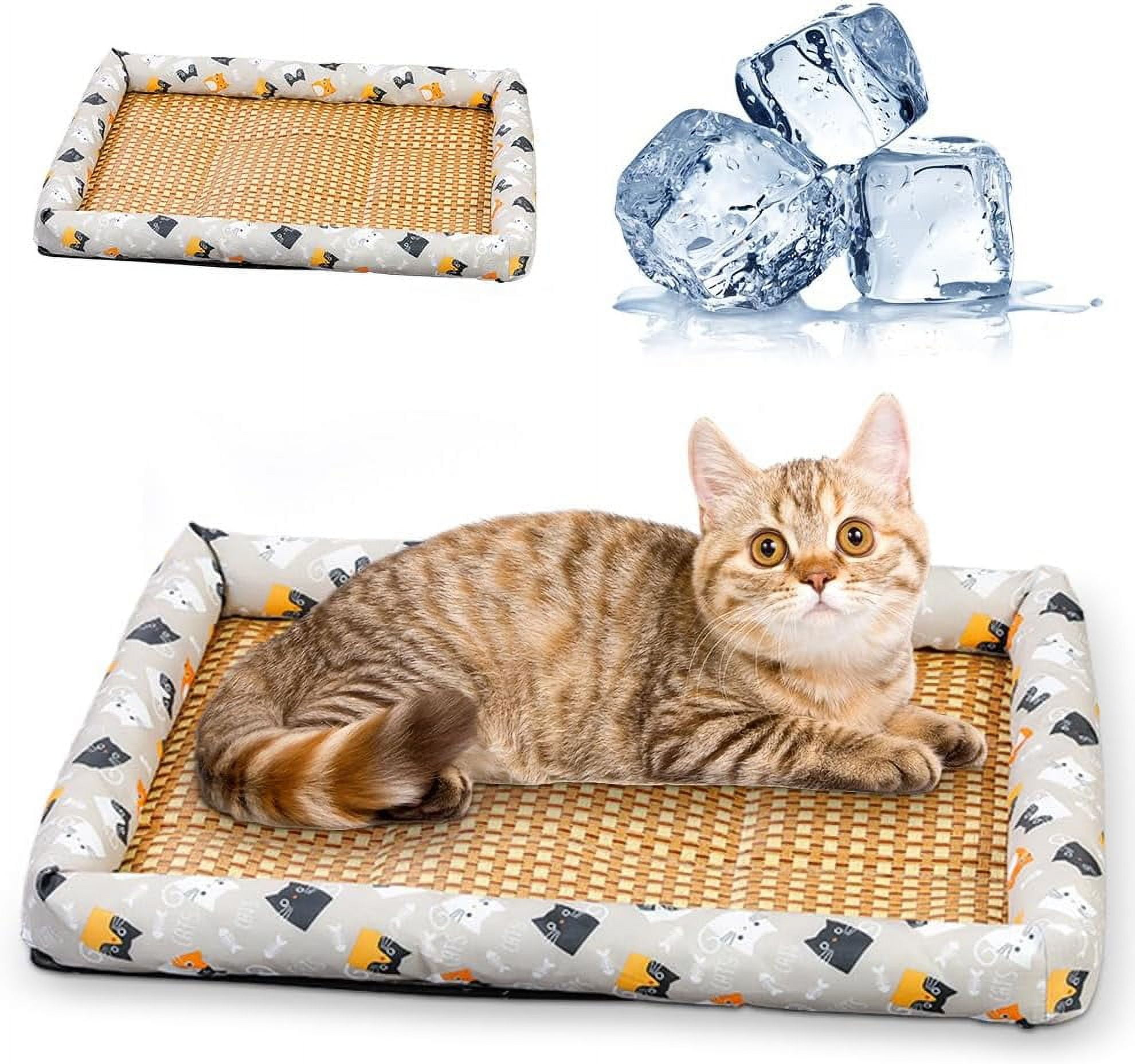 Ice Rattan Cooling Bed for Cats Dogs, Pet Ice Pad Mat Pet Cooling Mat ...