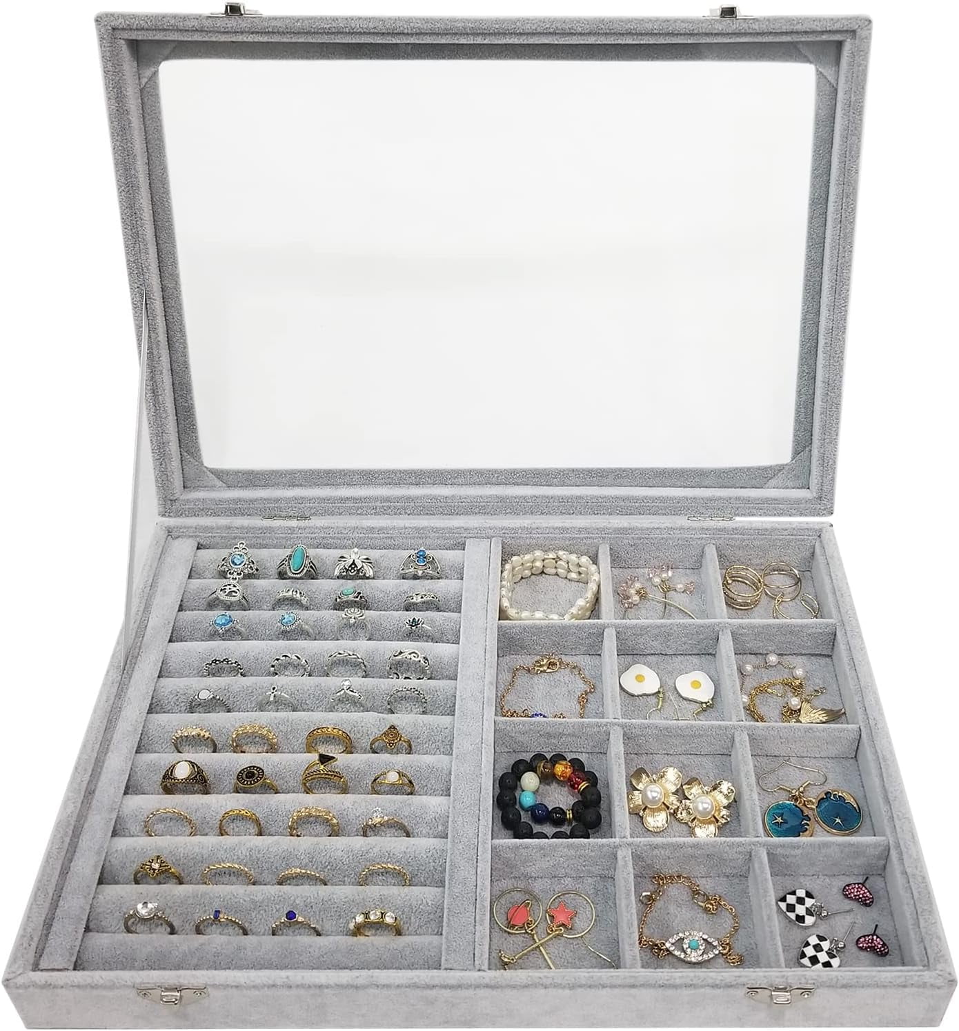 Ice Rings Organizer Box Mix 12 Grids Tray Display with Clear Lid and ...