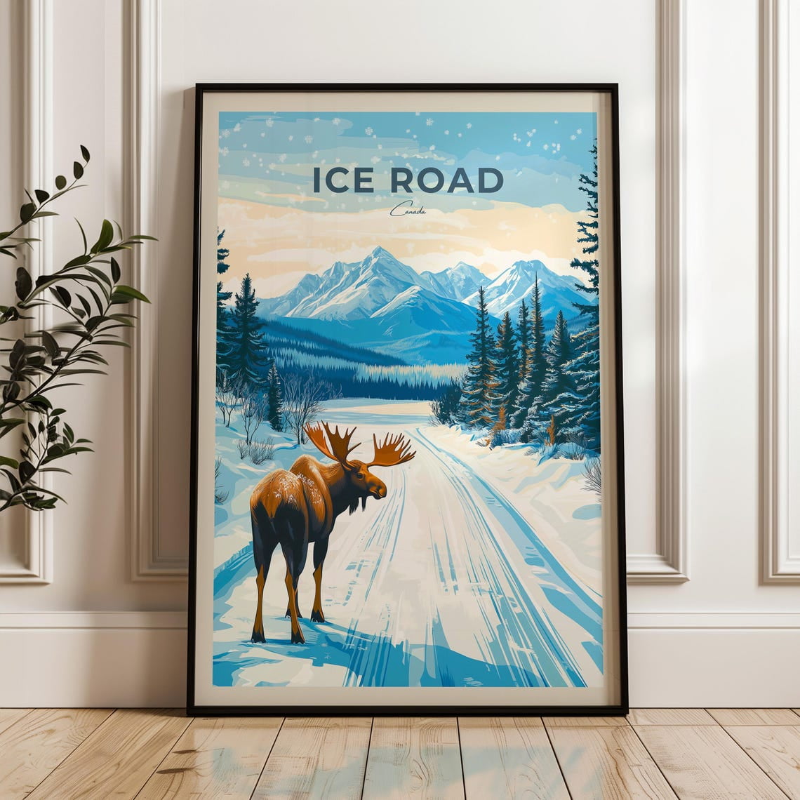Ice Road Travel Poster - Canada Wall Art Print, Winter Illustration Artwork, Home & Office Decor ...