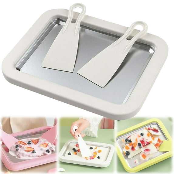 Ice Rolled Ice Maker Tray with 2 Spatulas, 10"× 8" Freeze Plate Creates ...
