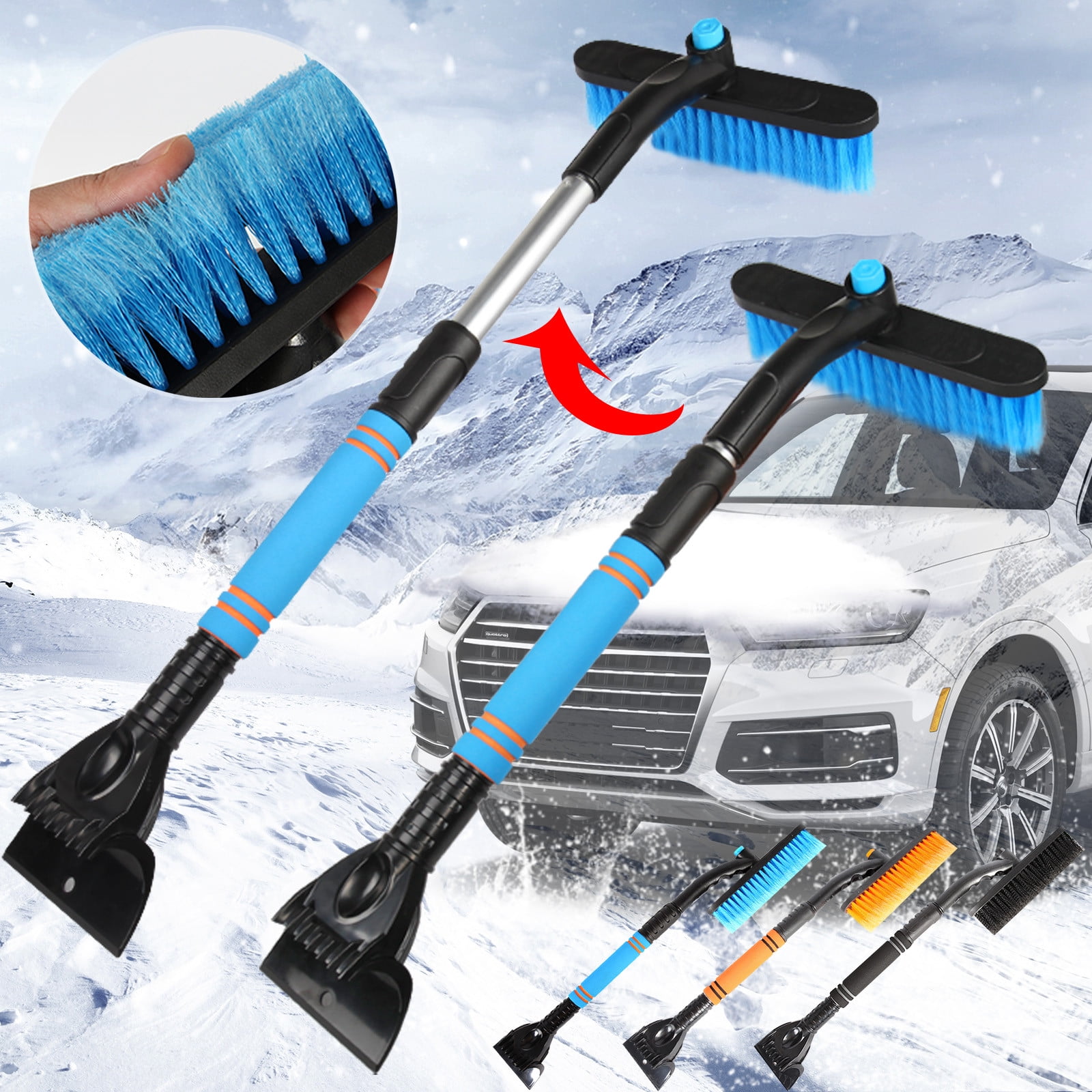 Ice Scrapers for Car Windshield 2-In-1 Snow Brush for Car Extendable 32 ...