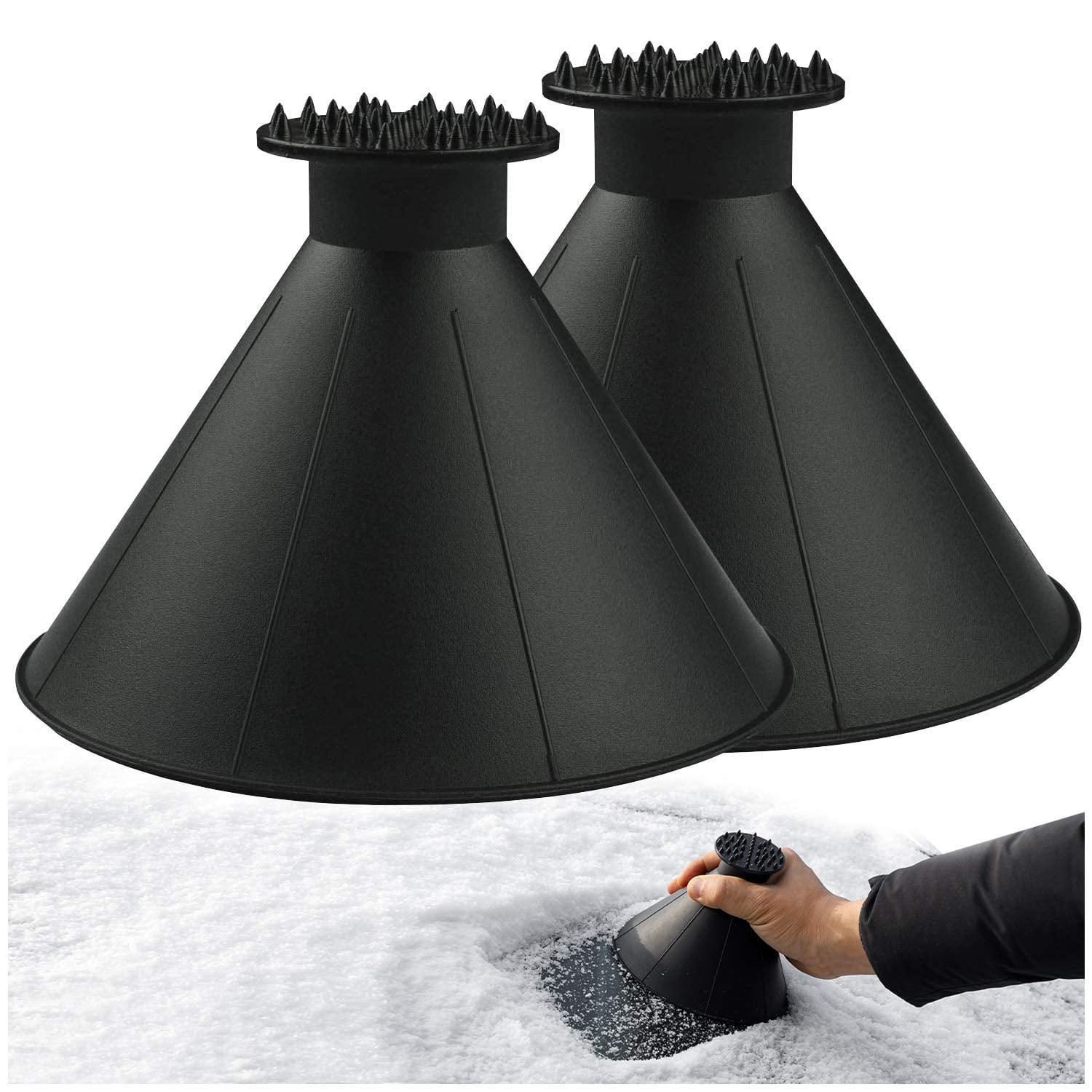 Ice Scrapers for Car Windshield - 2 Pack Cone Magic Car Ice Scraper ...