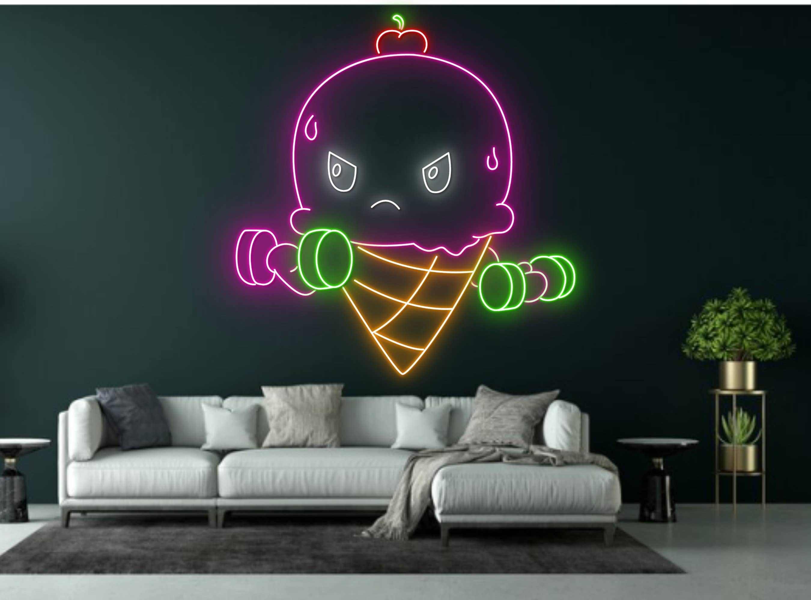 Ice Scream Lift The Weight Neon Sign - Walmart.com