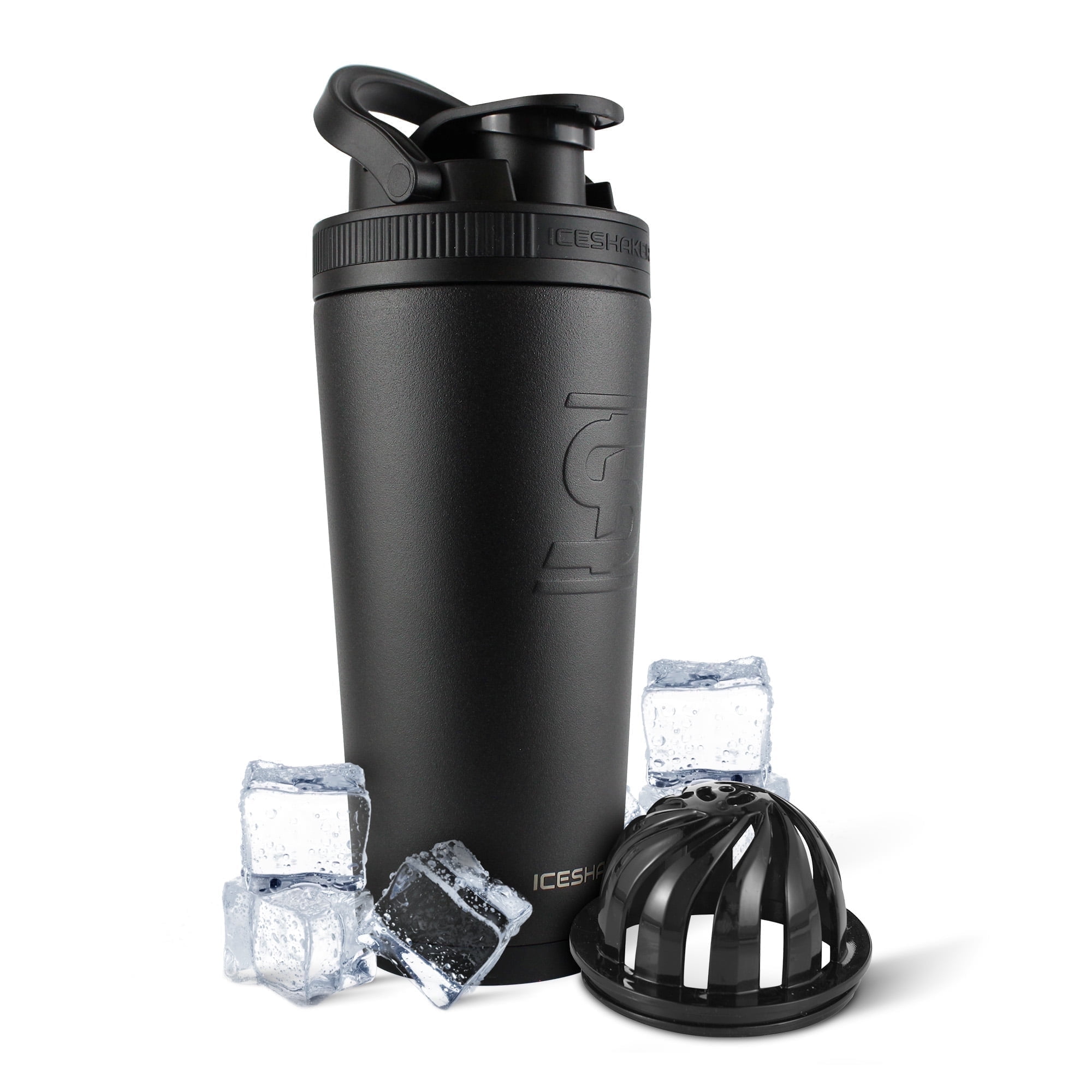Ice Shaker Stainless Steel Protein Shaker Bottle, 26oz, Black ...
