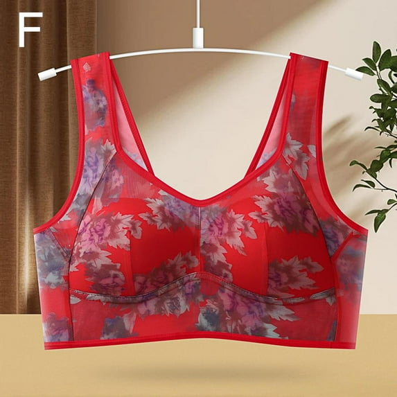 Ice Silk Lace Cooling Bra - Vintage Flower Design Buttonless Comfort ...