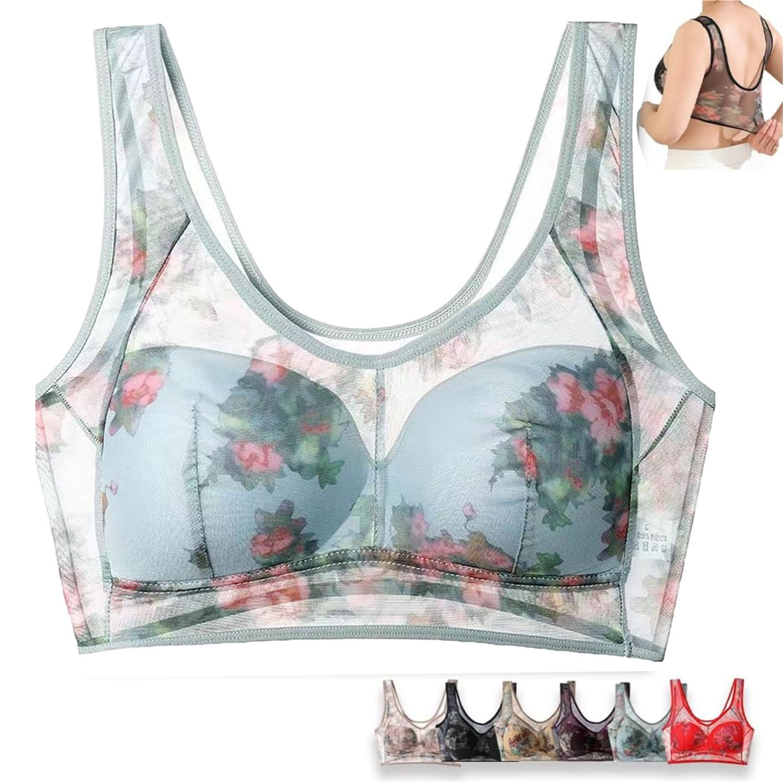 Ice Silk Lace Cooling Comfort Bra, Ice Silk Lace Bra for Older Women ...